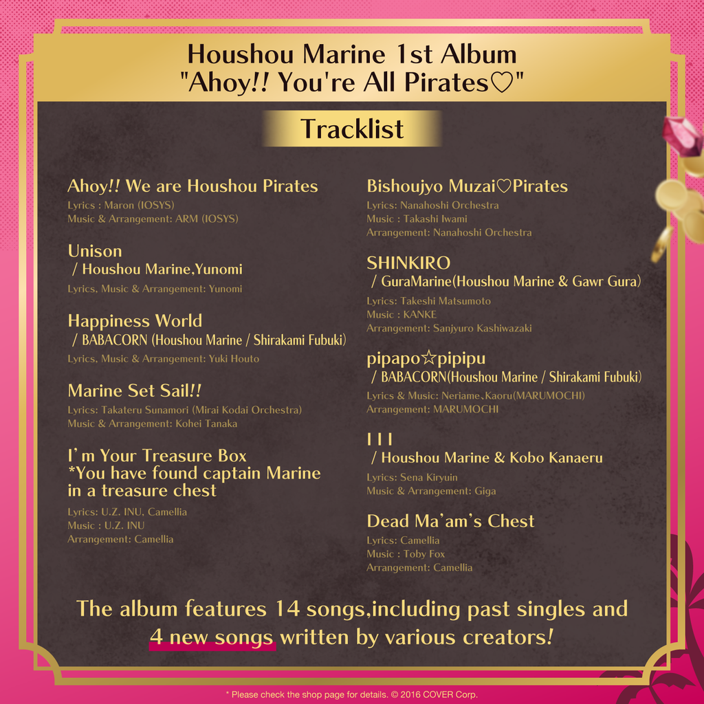 Hololive Houshou Marine 1st Album "Ahoy!! You're All Pirates!" Regular ...